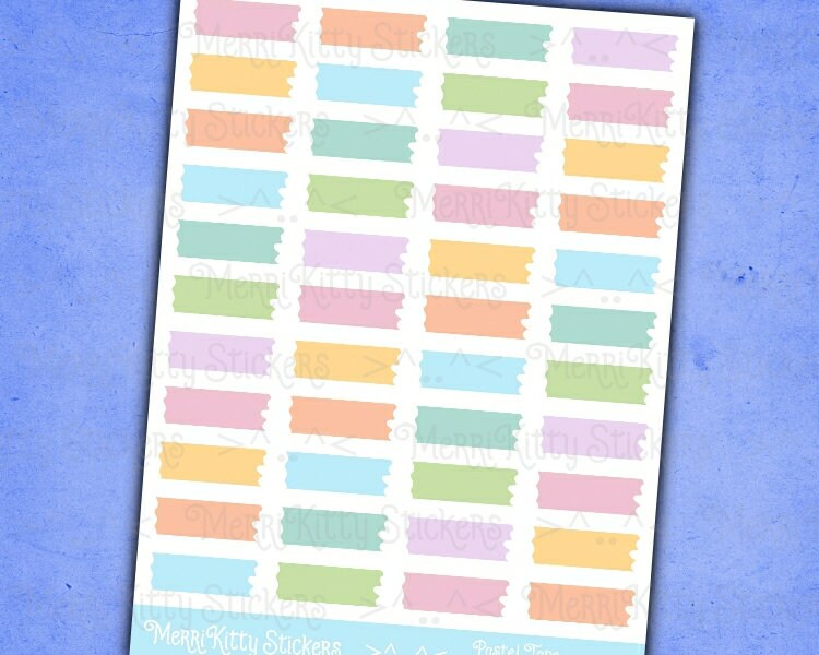 Tape Strip Stickers, Printable Stickers, Rainbow Boxes Stickers, Pastel ...