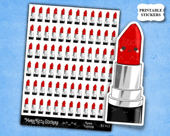 Red Lipstick Sticker Sheet Printable Stickers Red Lipstick - Etsy