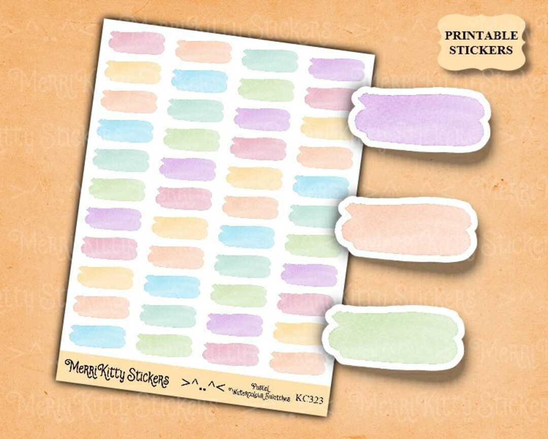 Watercolour Strip Stickers Printable Stickers Watercolour - Etsy