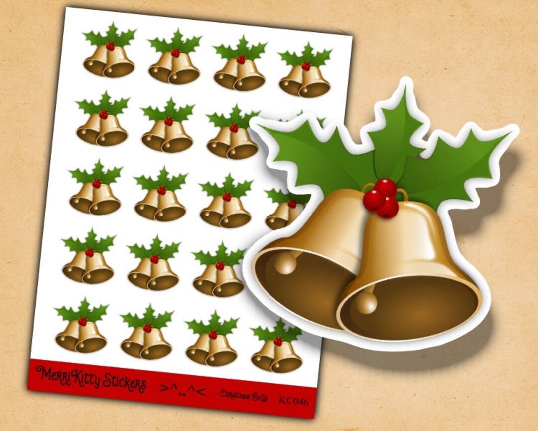 Christmas Bells Stickers KC046 Holly Christmas Stickers Christmas ...