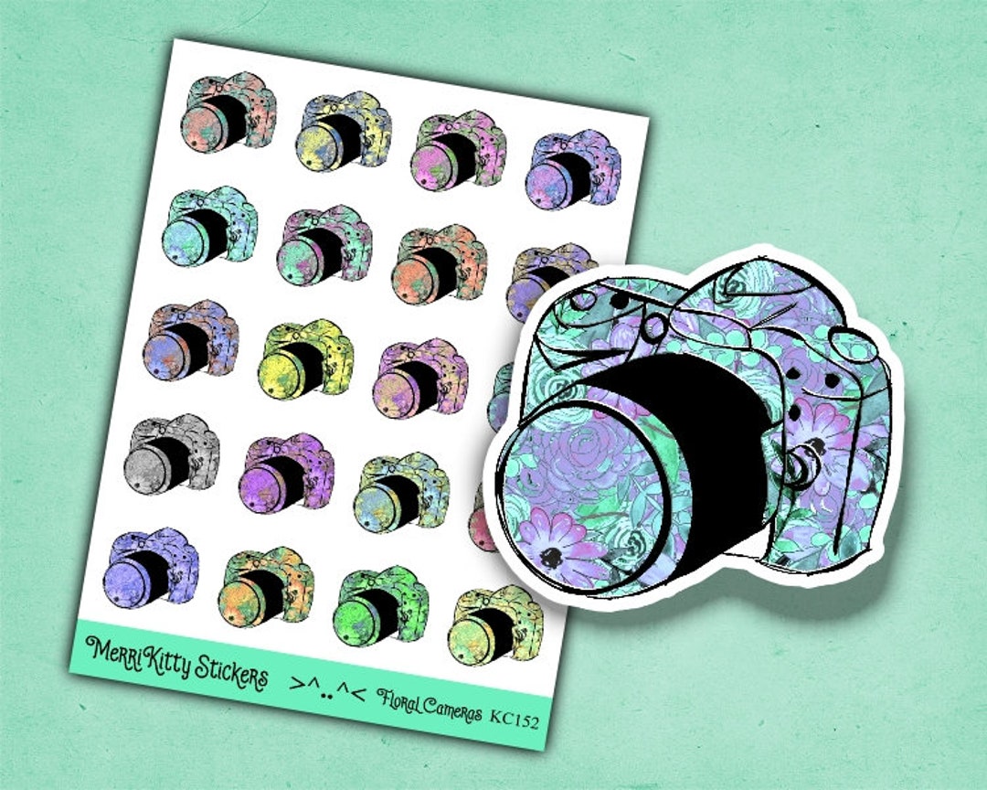Watercolour Camera Stickers KC152 Floral Cameras Stickers Photography ...