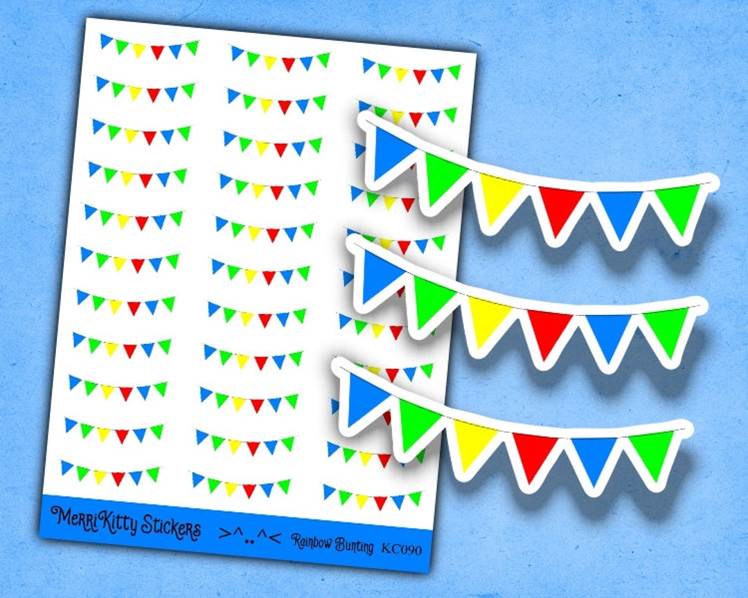 Rainbow Bunting Stickers KC090 Celebration Stickers Bunting Sticker ...