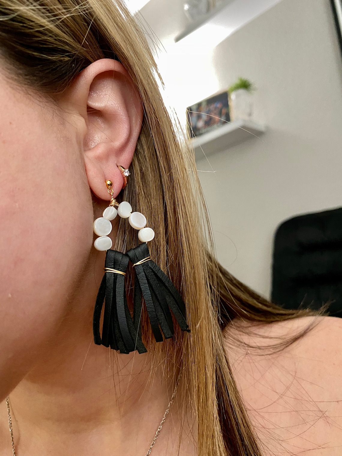 Black Fringe Statement Earrings | Etsy