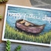 Fathers Day Fishing Boat Card 5x7 Watercolor & | Etsy
