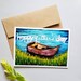 Father’s Day Fishing Boat Card, 5"x7", Watercolor & Gouache, Wooden ...