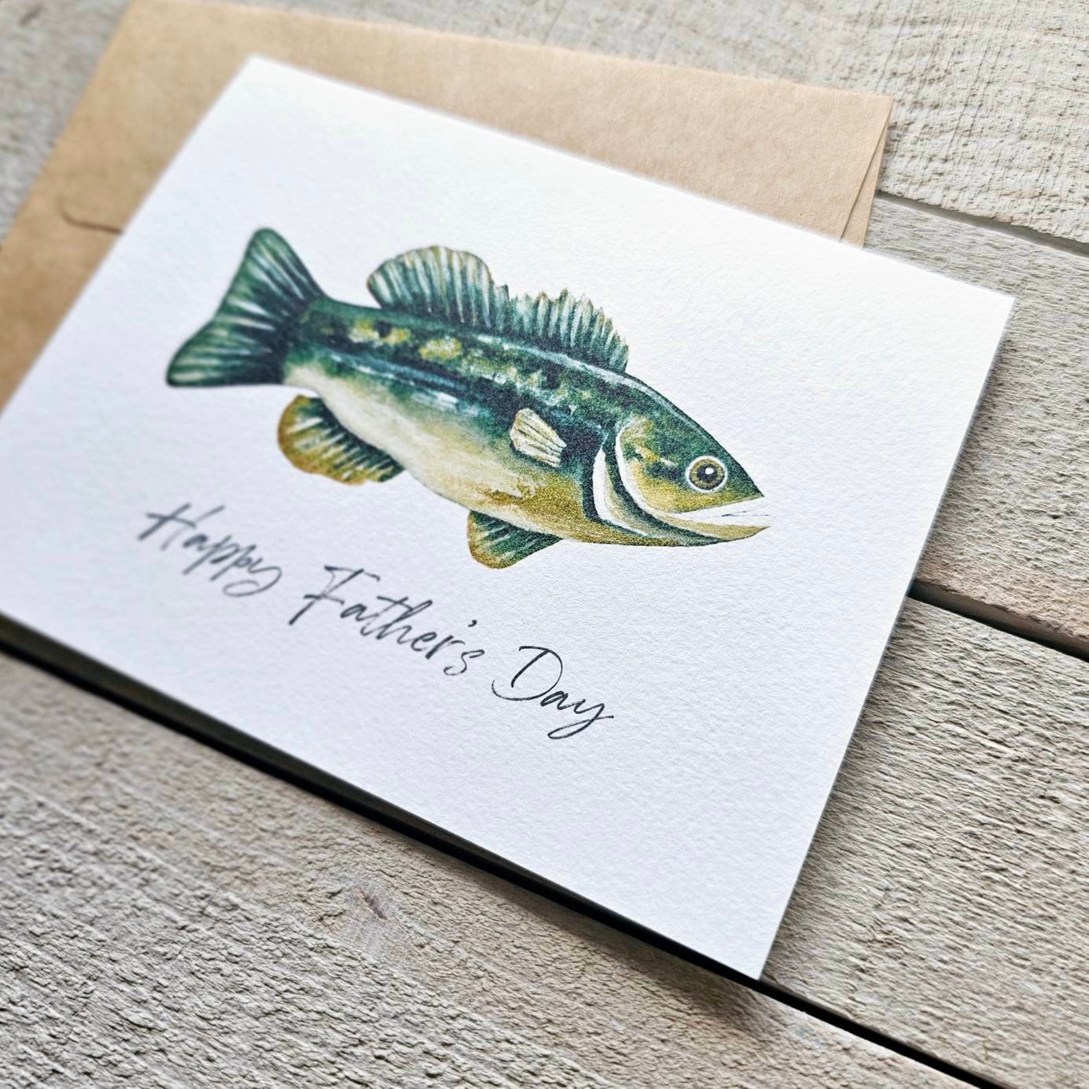Fathers Day Fish Card 4.25x5.5 Watercolor - Etsy