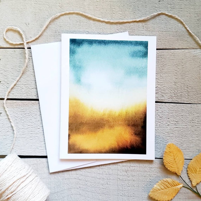 Set of Abstract Watercolor Landscape Cards Blank All | Etsy