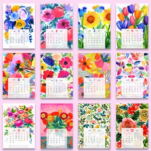 2025 Floral Desk Calendar With Gold Stand, 5x7 Watercolor Botanical ...