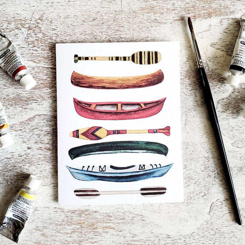 Watercolor Canoe & Kayak Card Size A2 Single or Set - Etsy