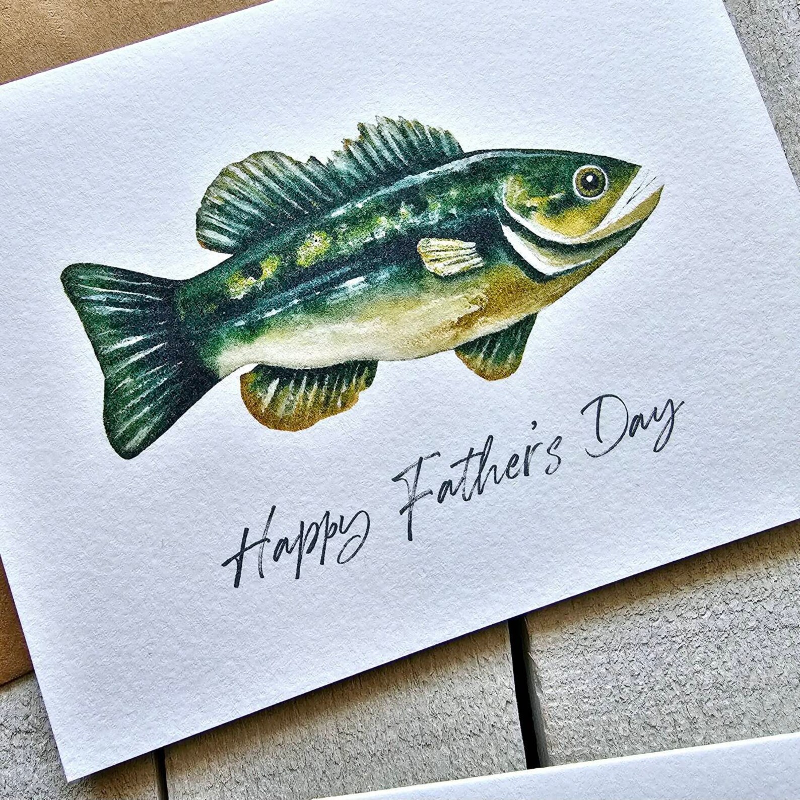 Fathers Day Fish Card 4.25x5.5 Watercolor - Etsy