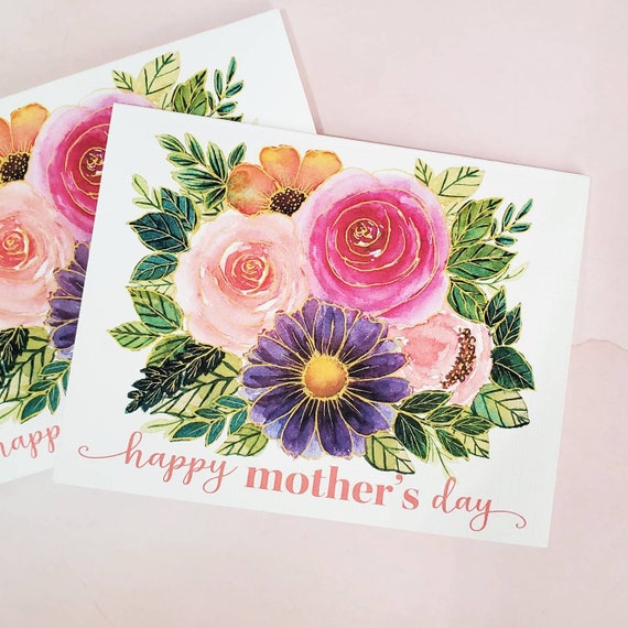Paper & Party Supplies Blank Cards Paper Mom Card Pink Hand Lettered ...