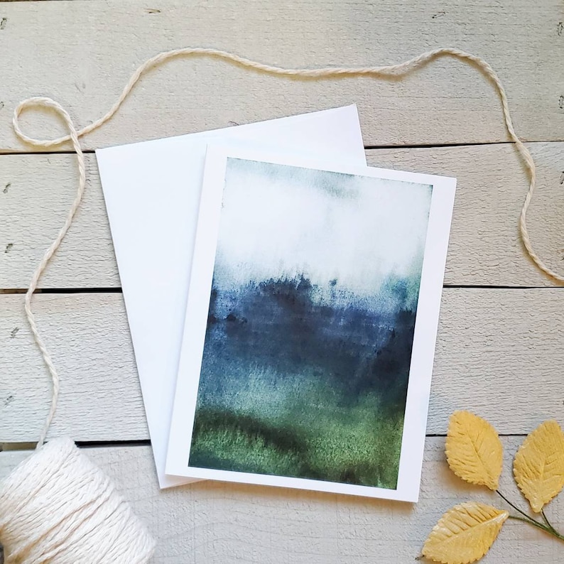 Set of Abstract Watercolor Landscape Cards Blank All - Etsy