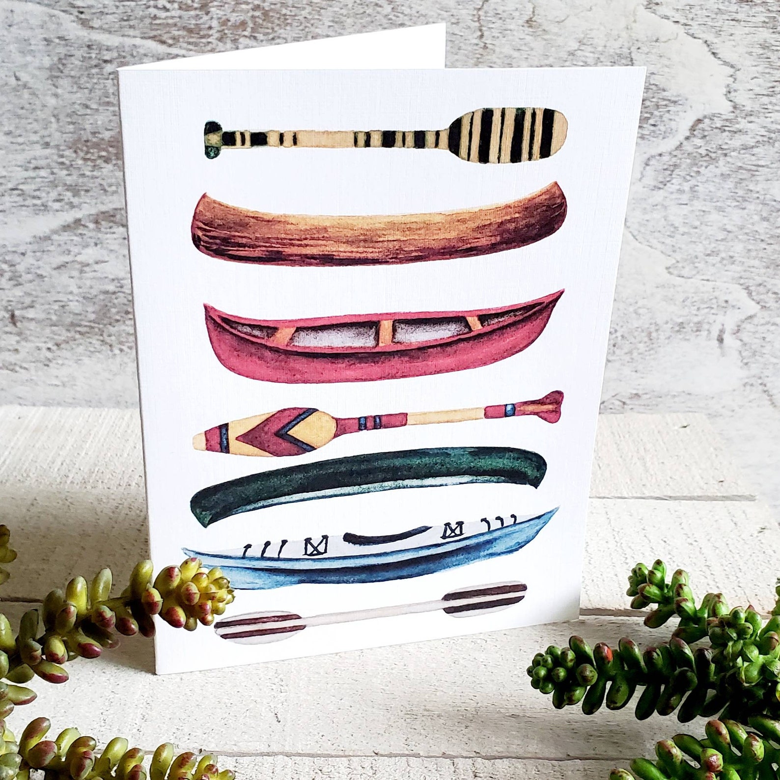 Watercolor Canoe & Kayak Card, Size A2, Single or Set, Adventure ...