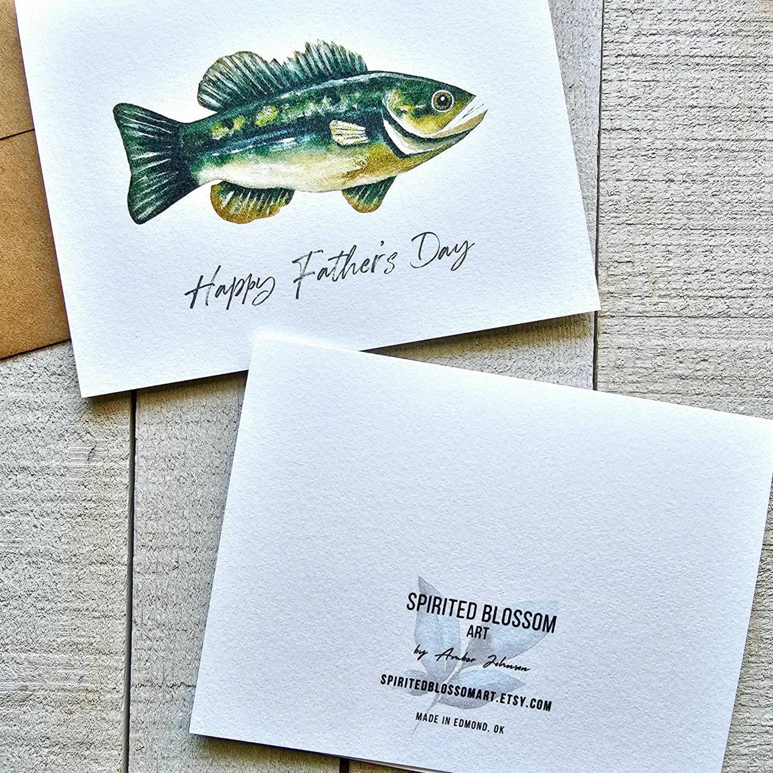 Fathers Day Fish Card 4.25x5.5 Watercolor - Etsy