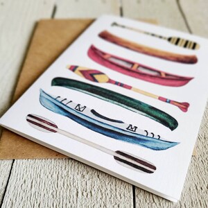 Watercolor Canoe & Kayak Card, Size A2, Single or Set, Adventure ...