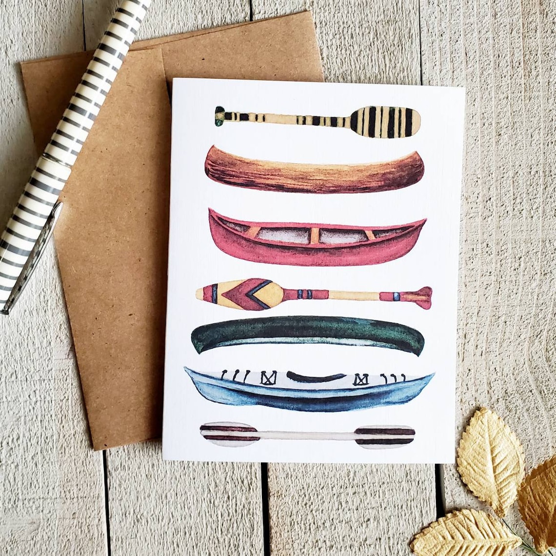 Watercolor Canoe & Kayak Card Size A2 Single or Set | Etsy