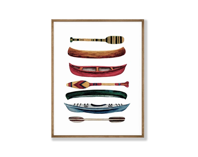 Watercolor Kayaks & Canoes Art Print Various Sizes - Etsy