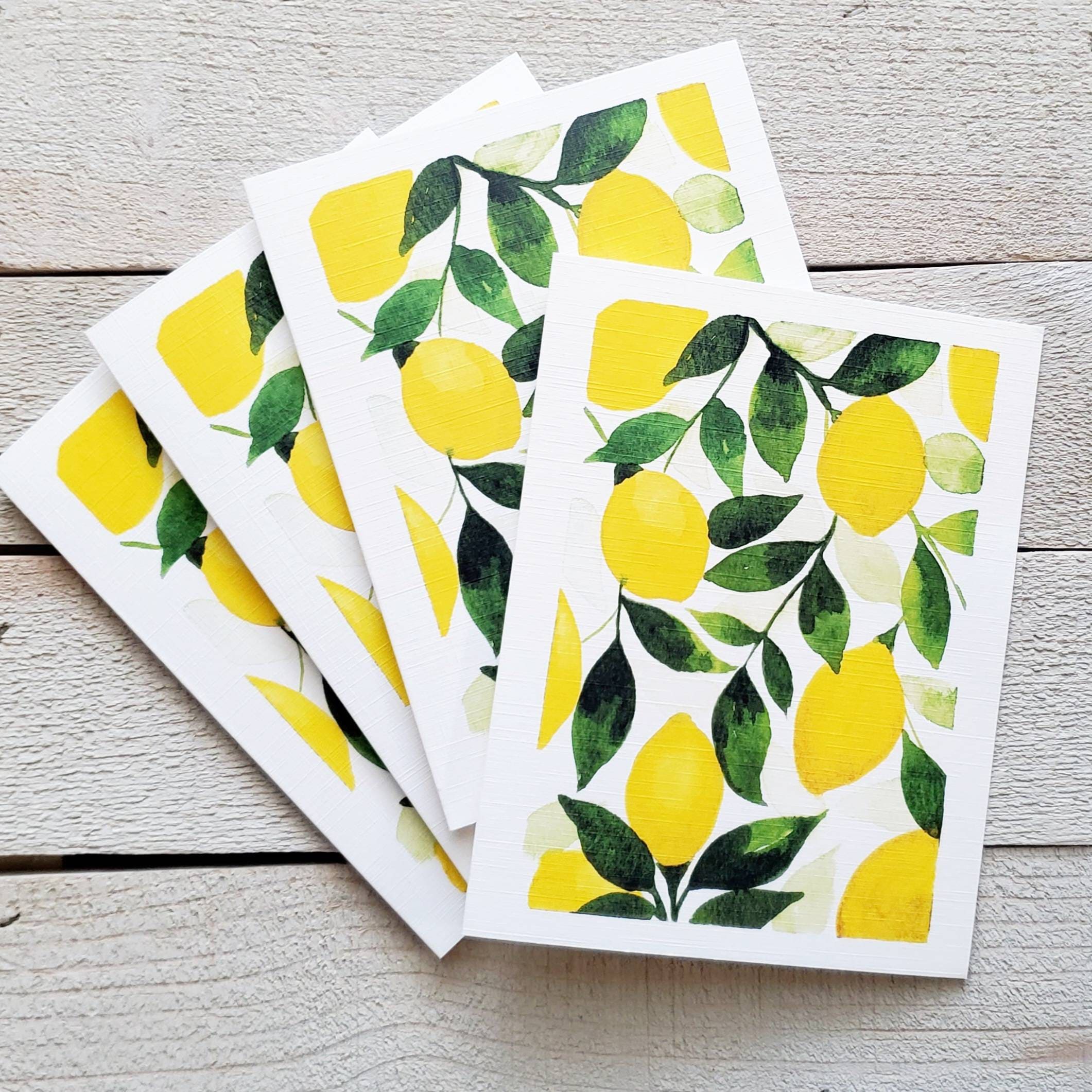 Watercolor Lemons Cards, Blank All Occasion Card, Single or Set ...