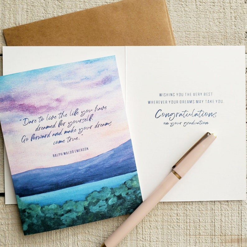 Congratulations Card dare to Live Emerson Quote - Etsy