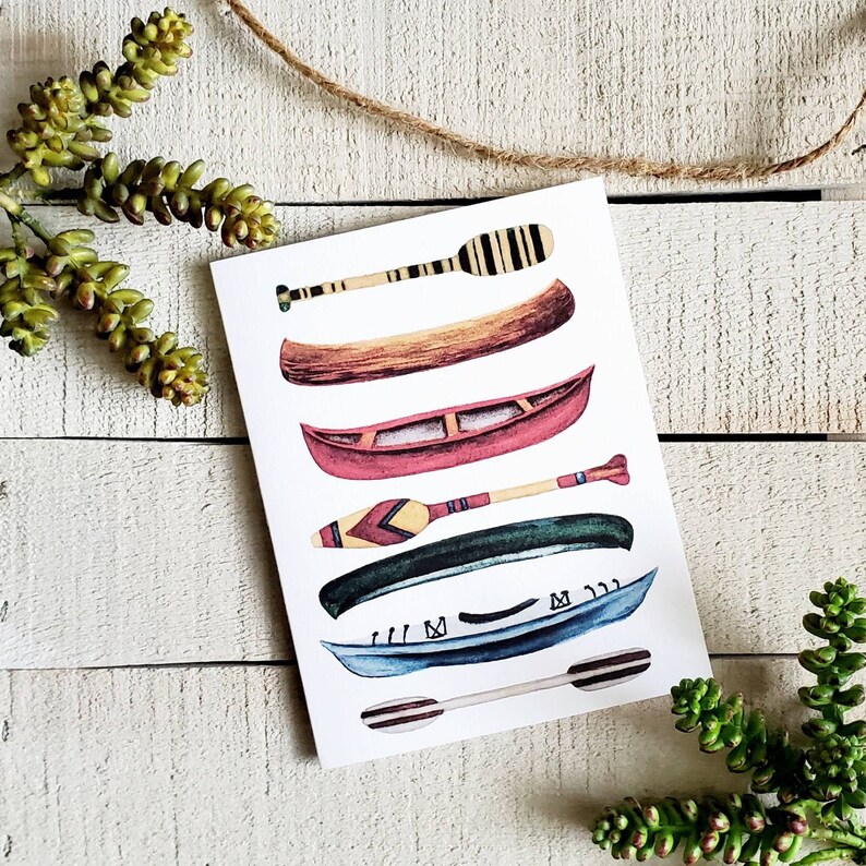 Watercolor Canoe & Kayak Card Size A2 Single or Set - Etsy