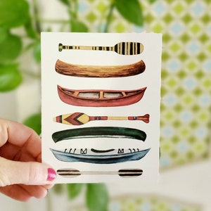 Watercolor Canoe & Kayak Card, Size A2, Single or Set, Adventure ...