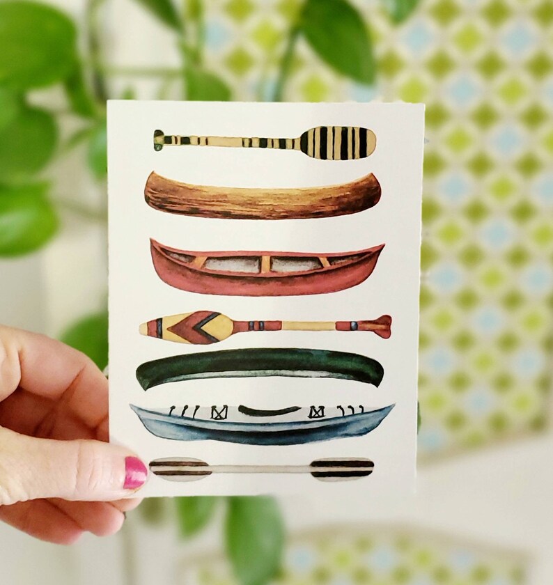 Watercolor Canoe & Kayak Card Size A2 Single or Set - Etsy