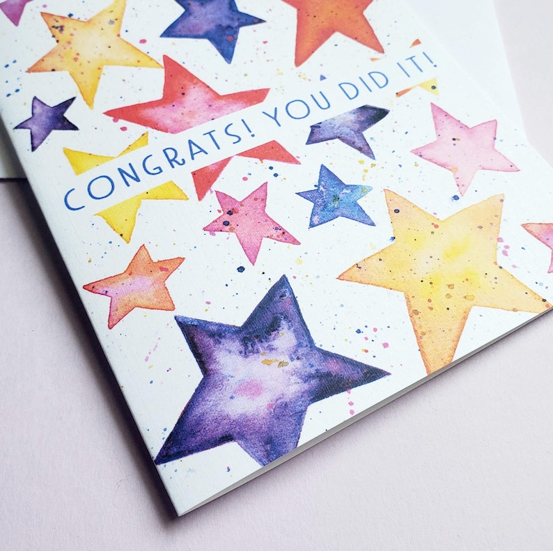 Colorful Stars Congratulations Card Watercolor Stars & Paint | Etsy