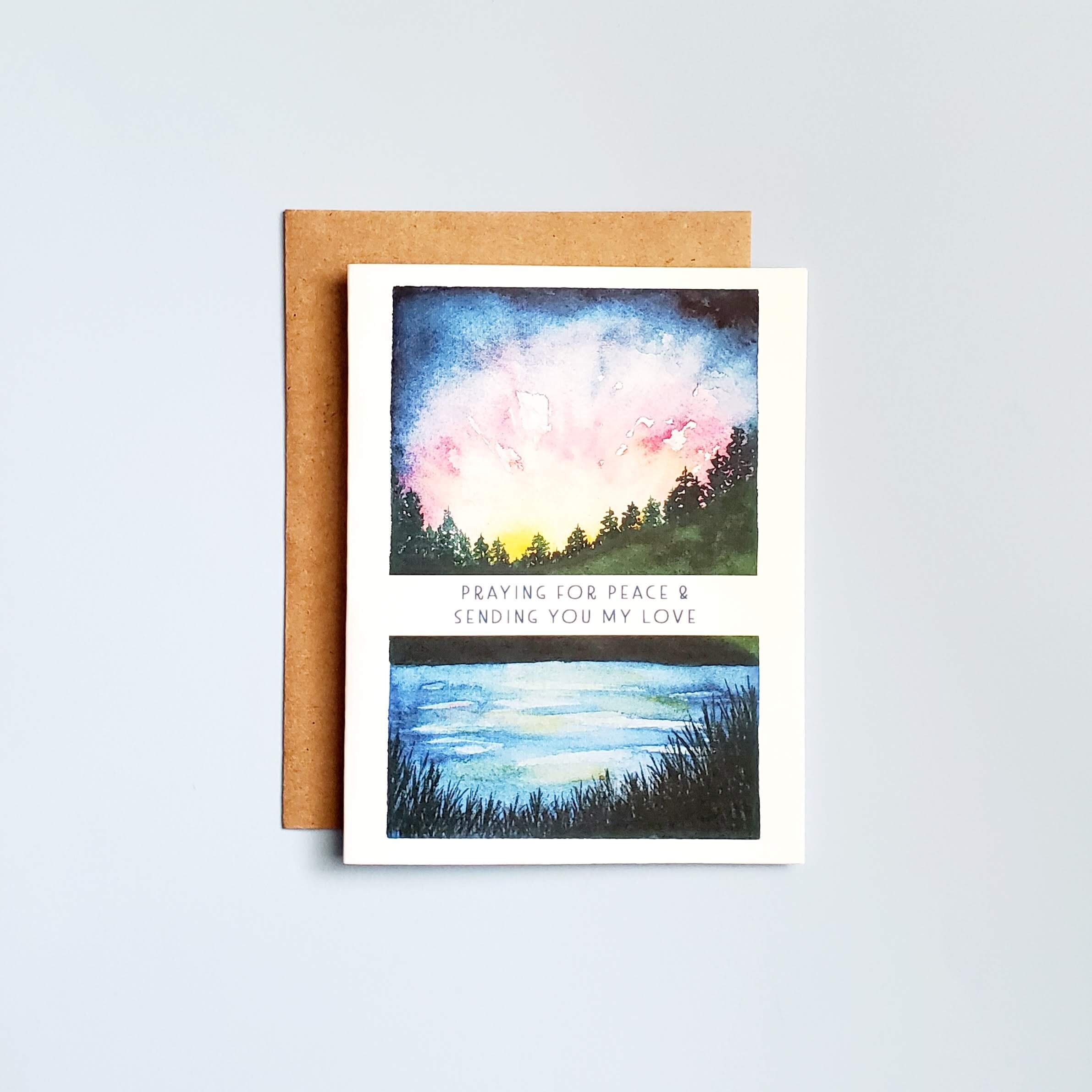Peaceful Nature Sympathy Card, Single or Set, 4.25"x5.5", Watercolor ...