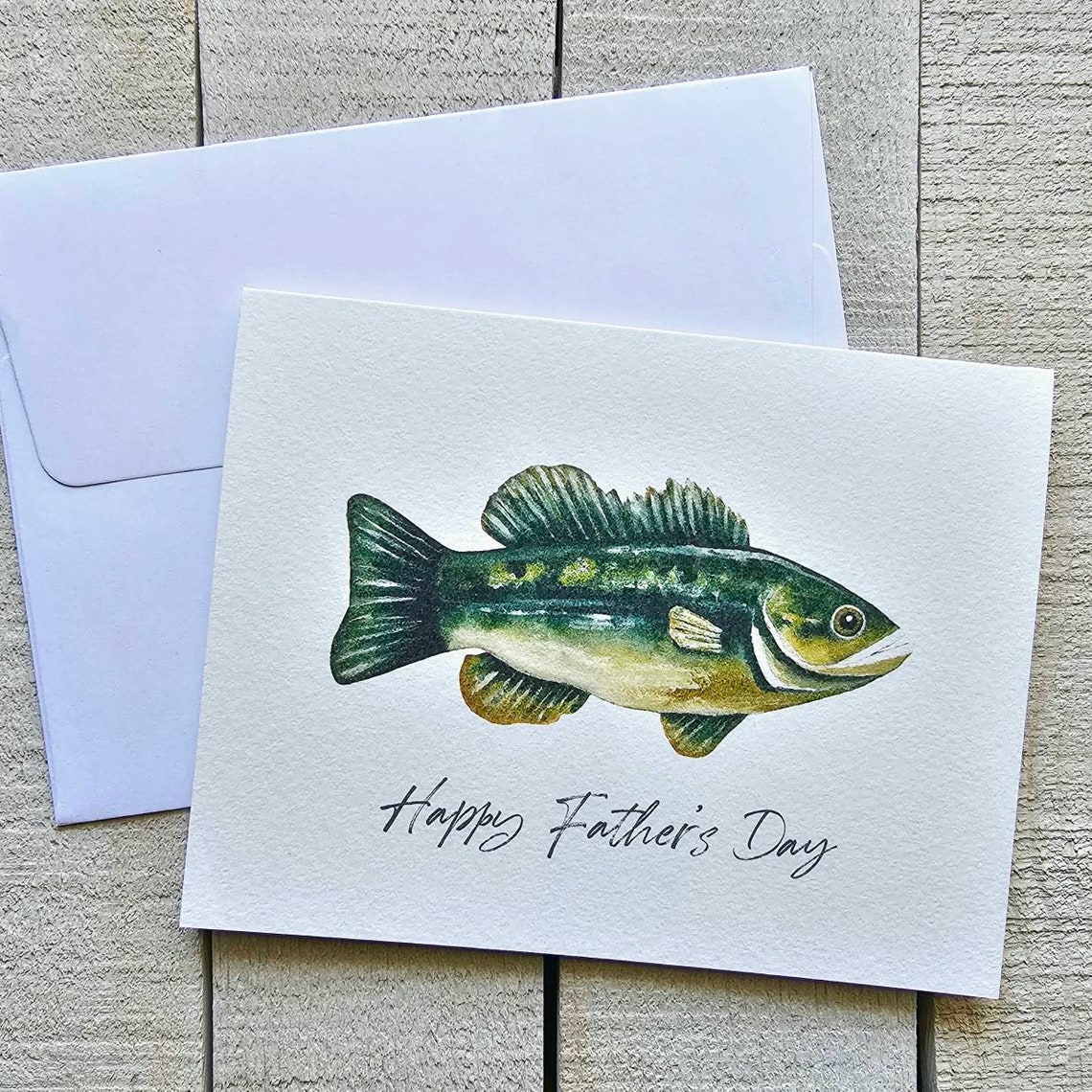 Fathers Day Fish Card 4.25x5.5 Watercolor - Etsy