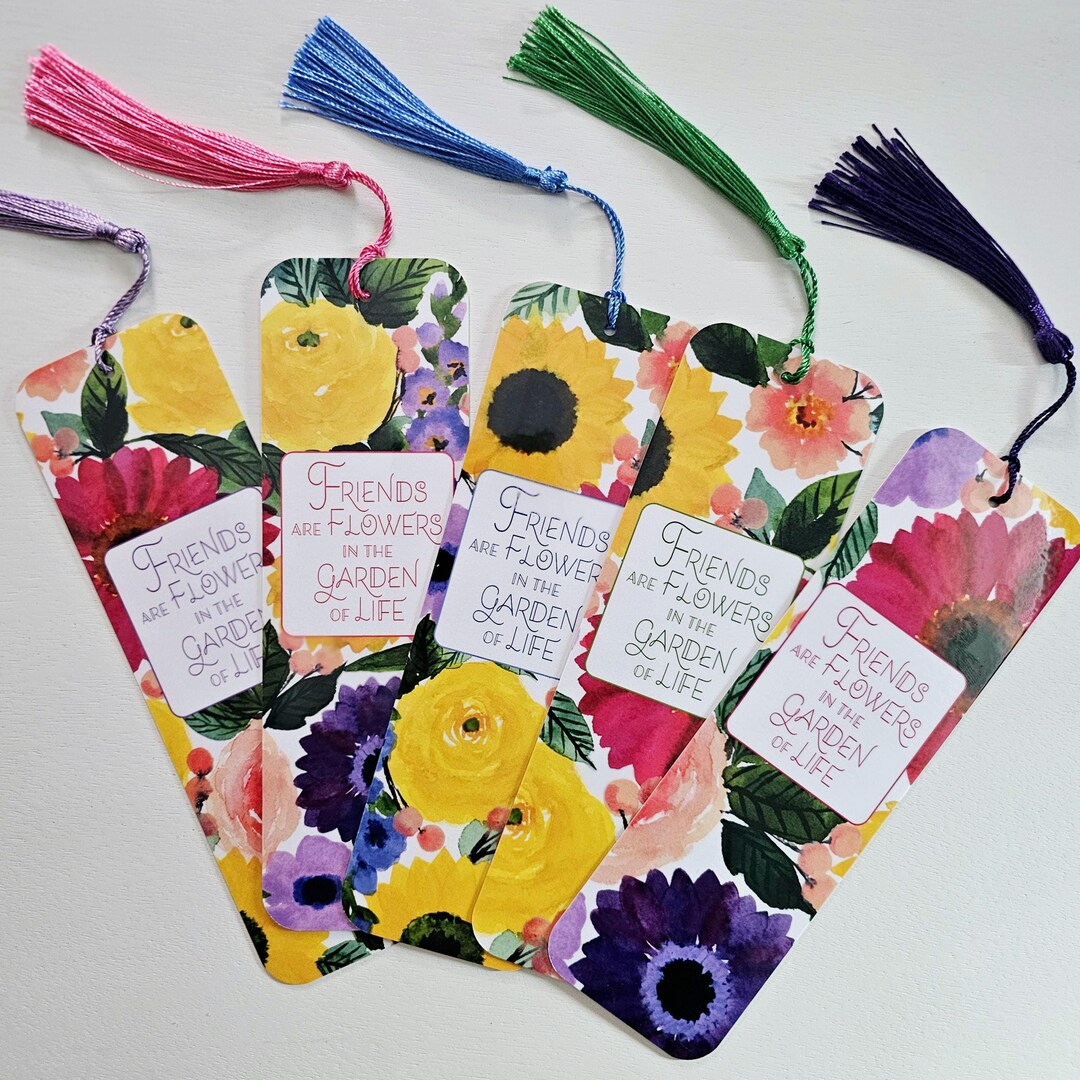 Set of 5 Friendship Bookmarks, Laminated 7" Bookmarks With Tassels ...