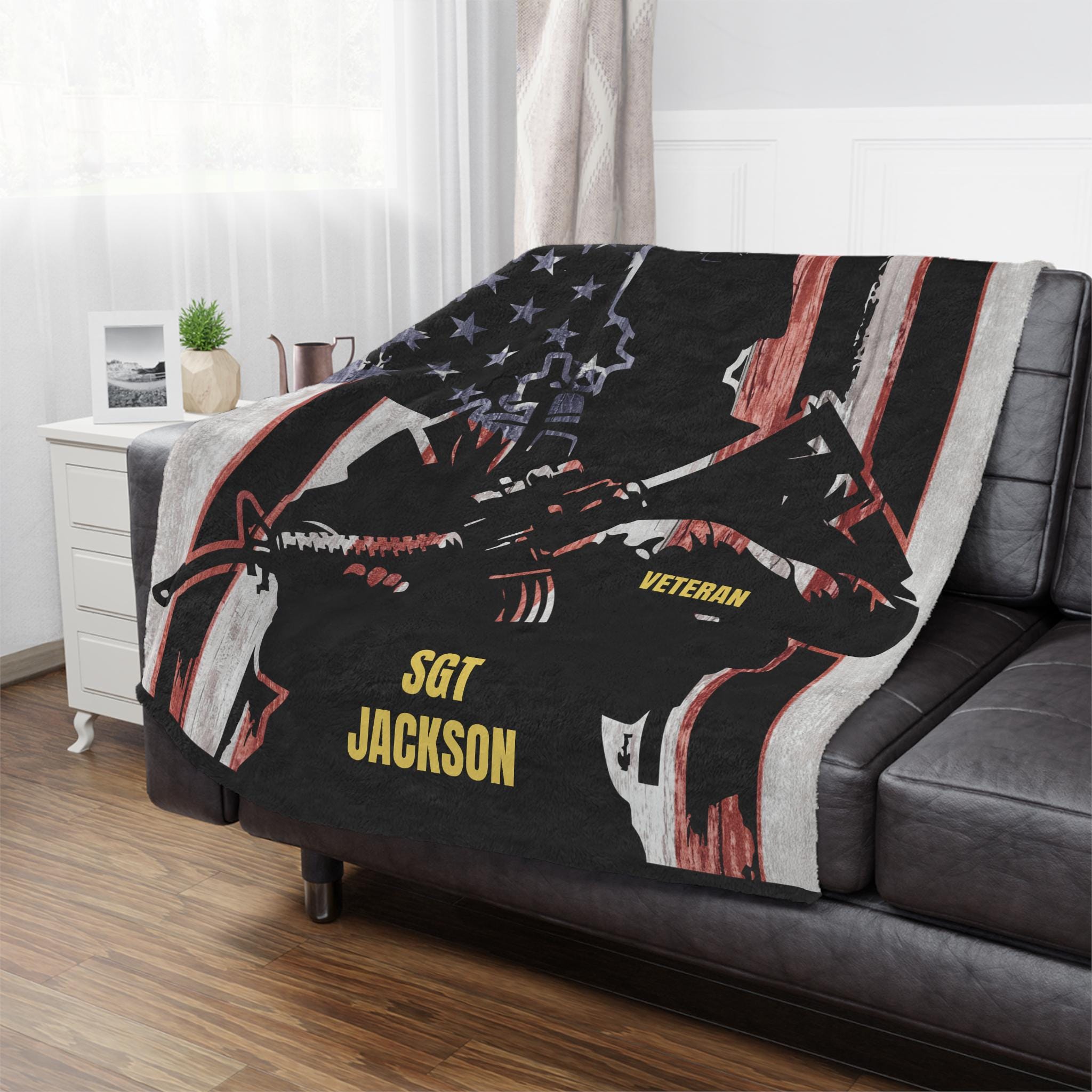 Personalized VETERAN Military Valor Soft Blanket, Custom Name & Rank ...