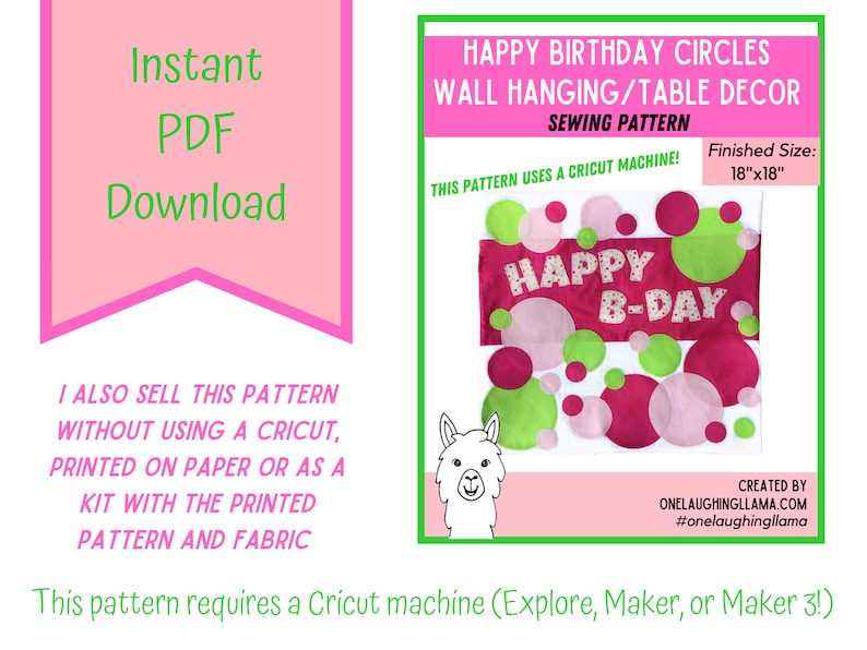 Happy Birthday Applique Sewing Pattern for Cricut (PDF Download) - Etsy