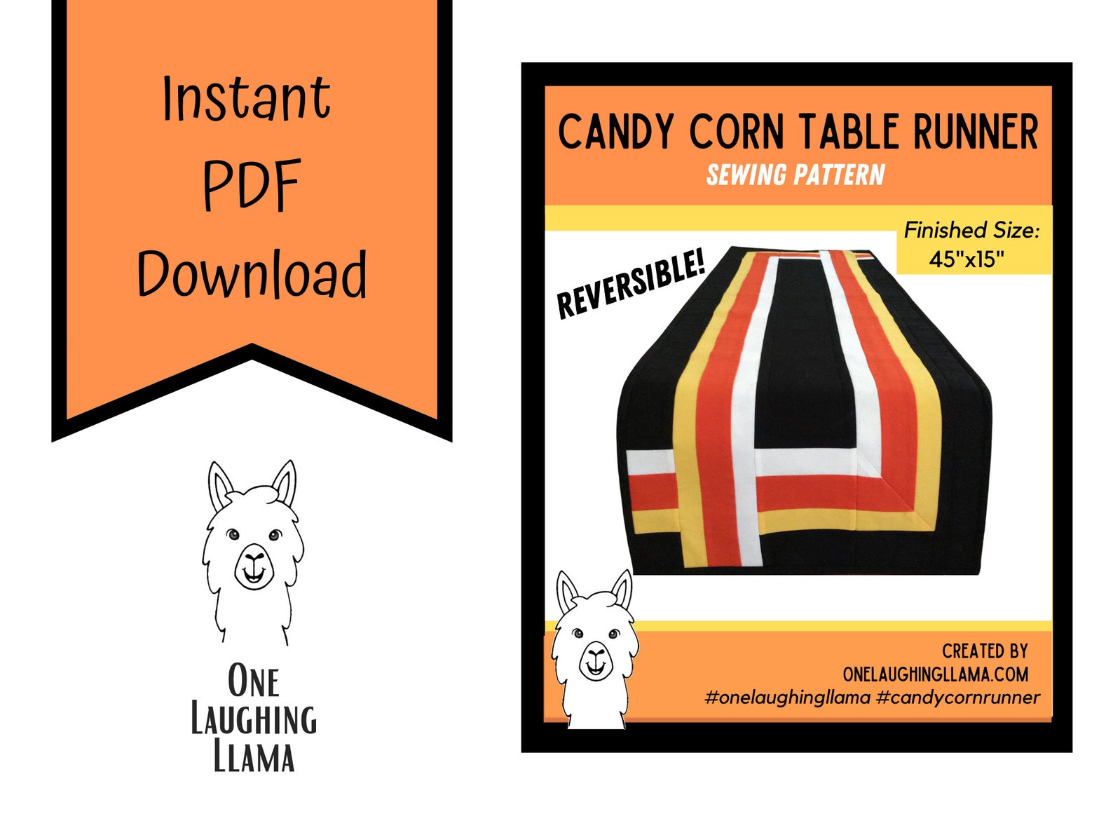 Halloween Candy Corn Table Runner / Modern Quilt Pattern / PDF Instant ...