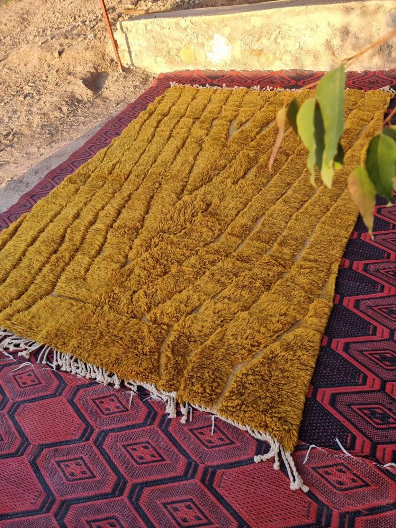 Morrocan Shag Rug Beni Mrirt Rug 8x10 Mustard Beni Ourain - Etsy