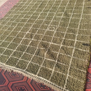 Moroccan Rug Grid, Beni Mrirt Rug, Beni Ourain Green Rug, Green and ...