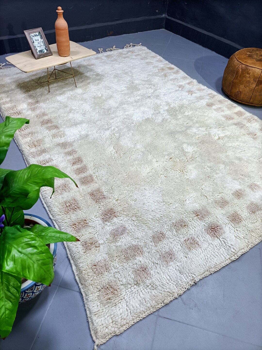 Moroccan Rug , Gorgeous Tapis , Large Morrocan White Rug, Custome Size ...