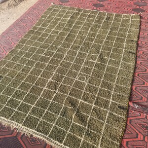 Moroccan Rug Grid, Beni Mrirt Rug, Beni Ourain Green Rug, Green and ...