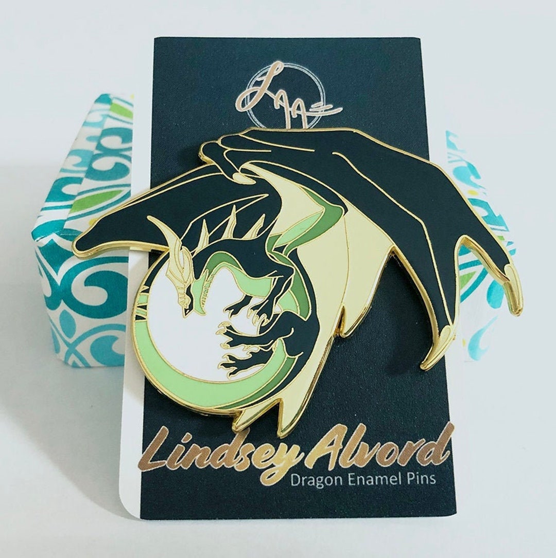 Green Dragon Enamel Pin (gold) - Etsy