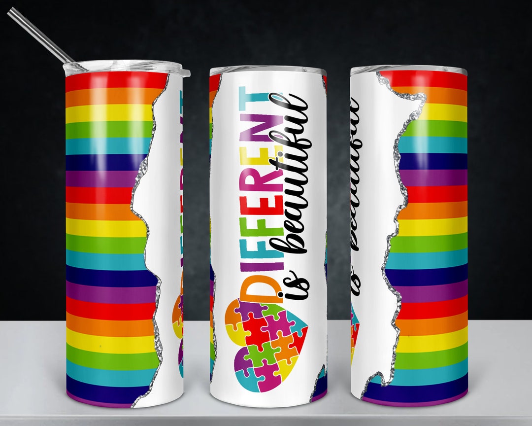 Autism Different is Beautiful Colors Tumbler Design - Digital Download ...
