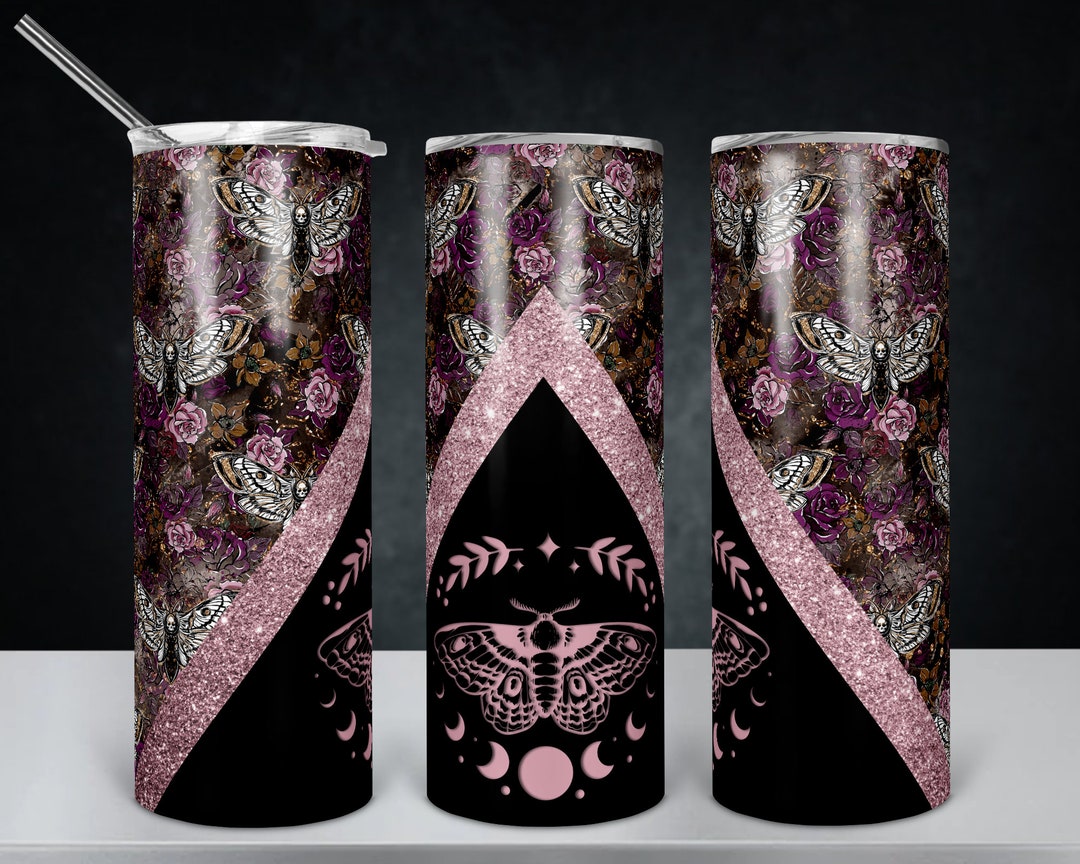 Moth Gothic Floral Tumbler Design - Digital Download - Etsy