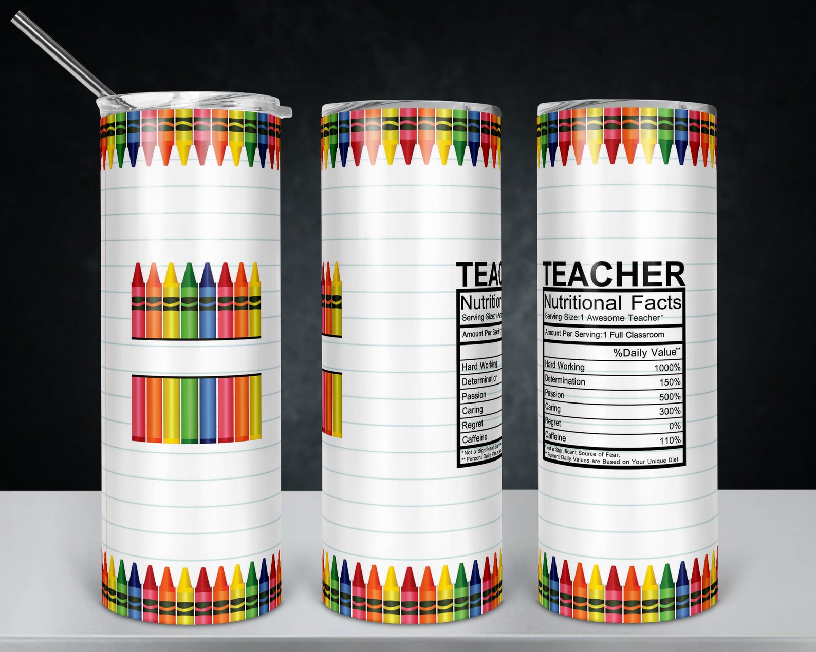 Teacher Nutrition Crayons Tumbler Design - Digital Download - Etsy