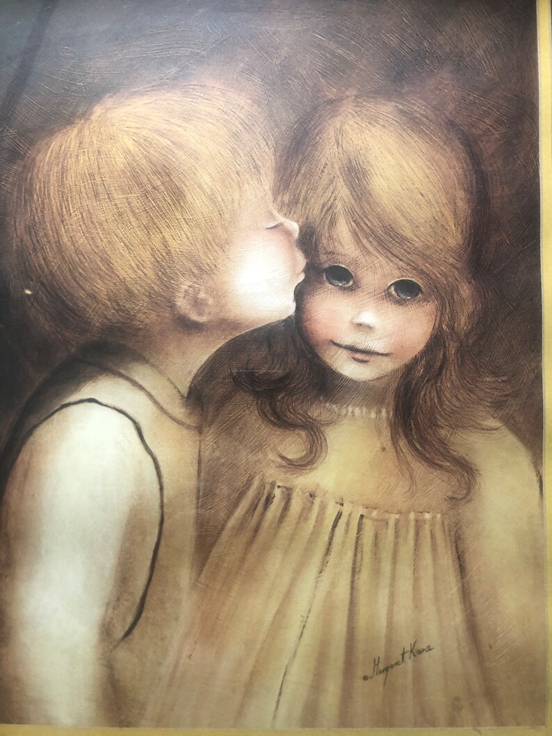 Vintage Margaret Kane “little Kiss” Framed Print - Etsy