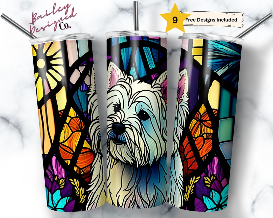 Stained Glass Westie Dog 20 Oz Skinny Tumbler Sublimation - Etsy