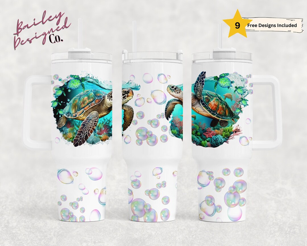 Sea Turtles 40oz Tumbler Wrap - PNG Tumbler Design Sublimation Designs ...