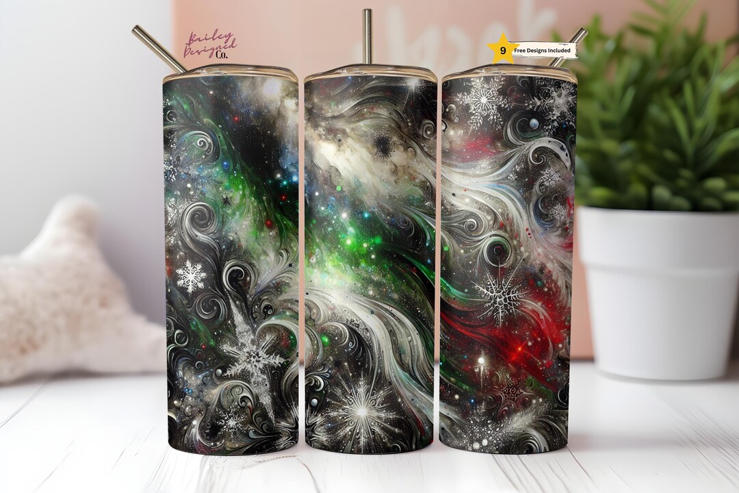 Winter Snowflake Glitter Milky Way 20 Oz Skinny Tumbler Sublimation ...