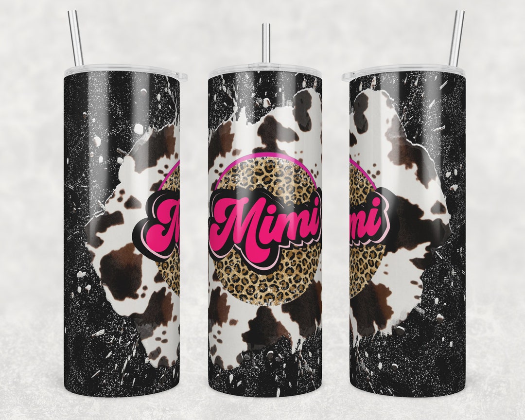 20oz Skinny Tumbler Mimi Cow Print Leopard Cheetah Glitter Sublimation ...