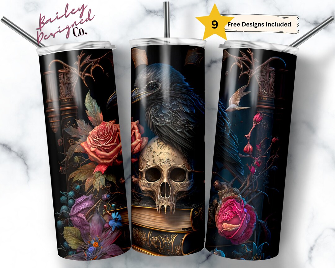 Magical Raven 20 Oz Skinny Tumbler Sublimation Design Digital Download ...