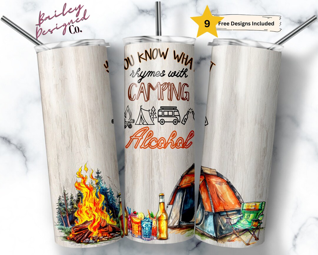 What Rhymes With Camping Alcohol 20 Oz Skinny Tumbler Sublimation ...