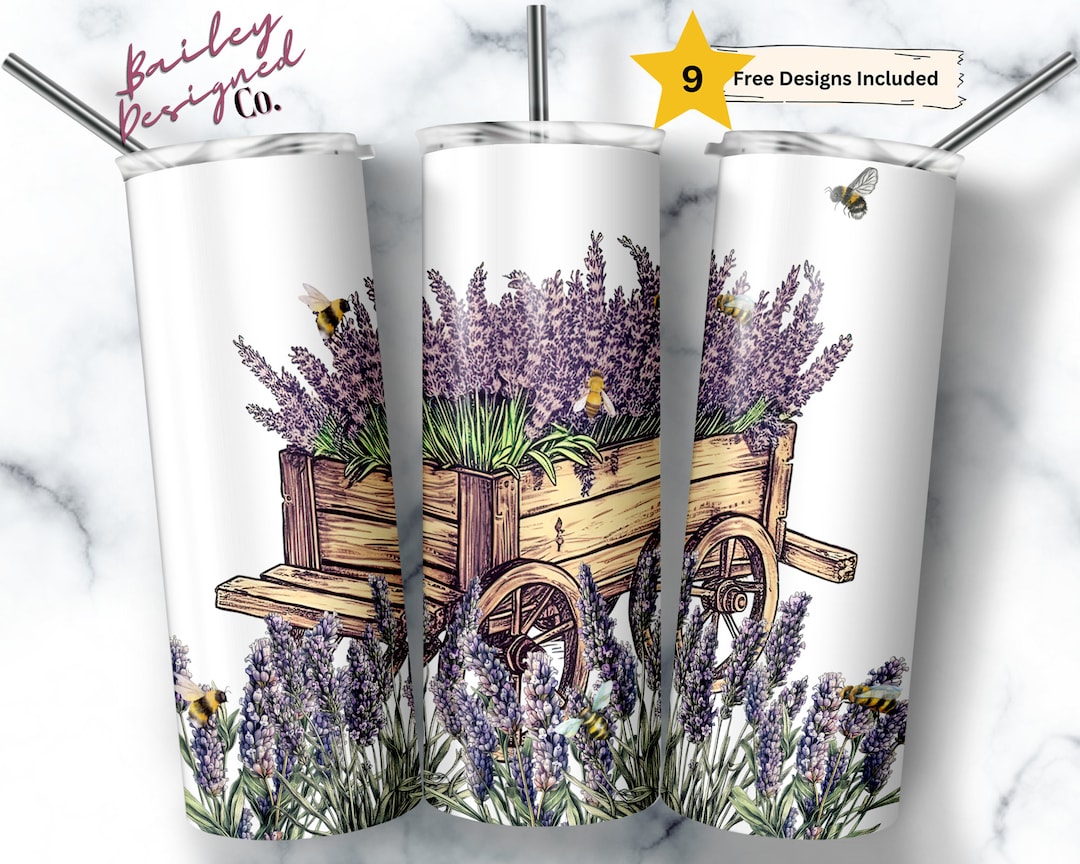 Lavender 20 Oz Skinny Tumbler Sublimation Design Digital Download PNG ...