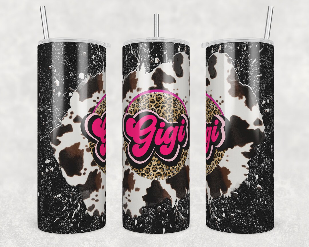 20oz Skinny Tumbler Gigi Cow Print Leopard Cheetah Glitter Sublimation ...